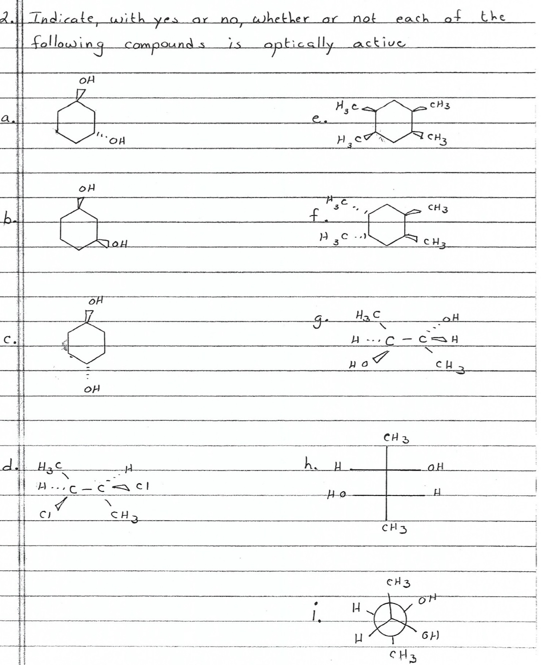 Solved 2 ﻿indicate With Yes Or No ﻿whether Or Not Each