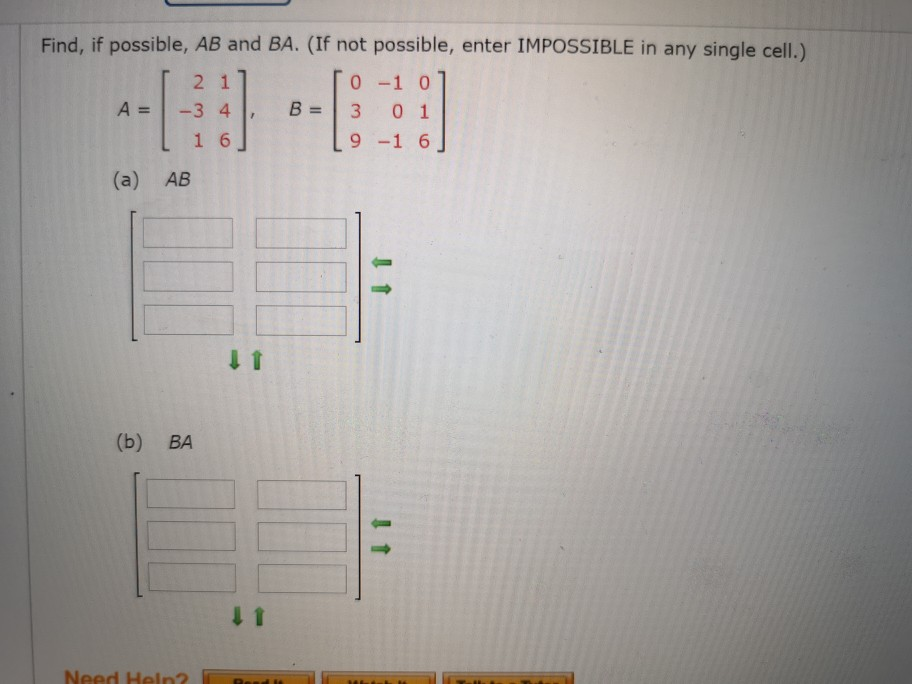 Solved Find If Possible Ab And Ba If Not Possible Enter 6235