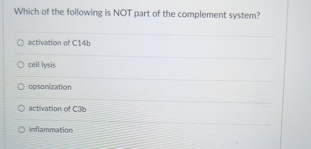 Solved Which of the following is NOT part of the complement | Chegg.com