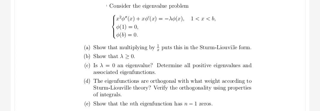 Solved Consider the eigenvalue | Chegg.com