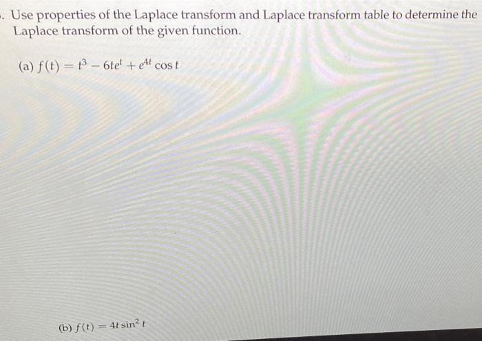 Solved . Use properties of the Laplace transform and Laplace | Chegg.com