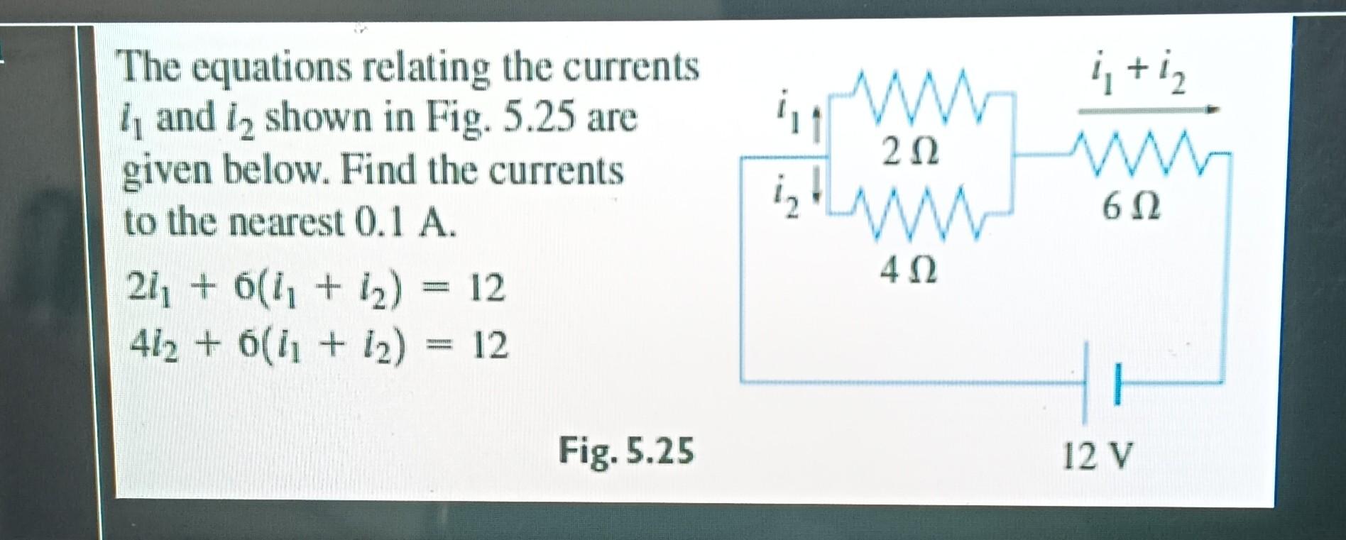 Solved The equations relating the currents i1 and i2 shown | Chegg.com
