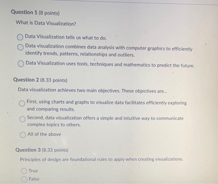 Solved What is Data Visualization? Data Visualization tells | Chegg.com