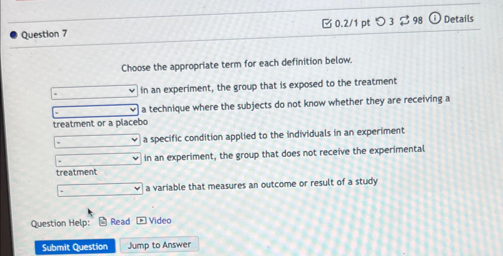 Solved Question 7\\n(0.2)/(1)pt⊘3⇆98\\nDetails\\nChoose the | Chegg.com