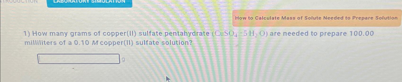 Solved How to Calculate Mass of Solute Needed to Prepare | Chegg.com