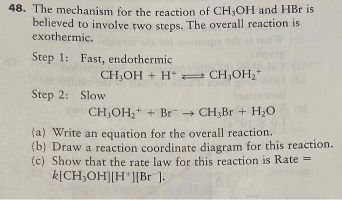 Solved The mechanism for the reaction of CH3OH and HBr is | Chegg.com