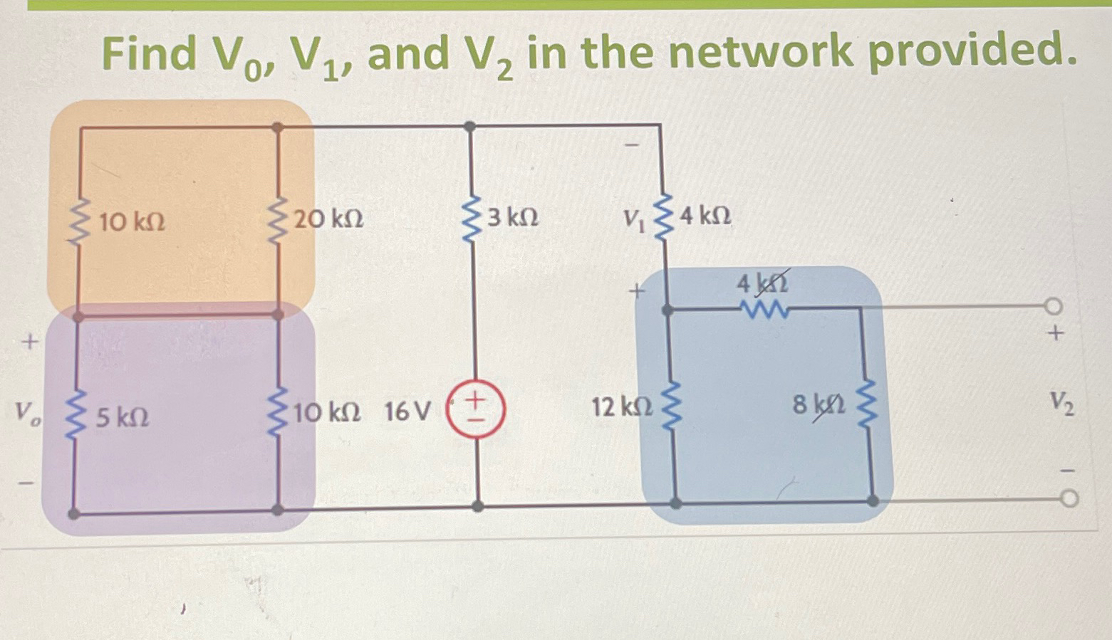 Solved Find V0,V1, ﻿and V2 ﻿in the network provided. | Chegg.com