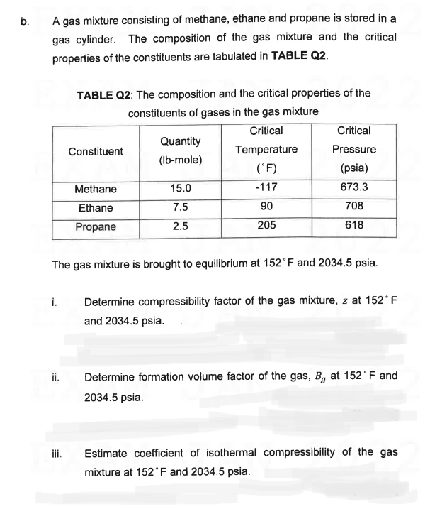 Solved b. ﻿A gas mixture consisting of methane, ethane and | Chegg.com