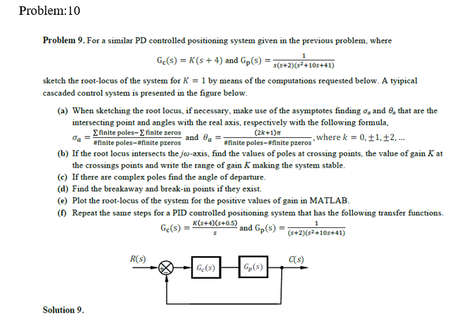 Solved Problem:10Problem 9. ﻿For a similar PD controlled | Chegg.com