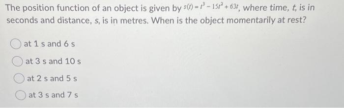 Solved The position function of an object is given by | Chegg.com