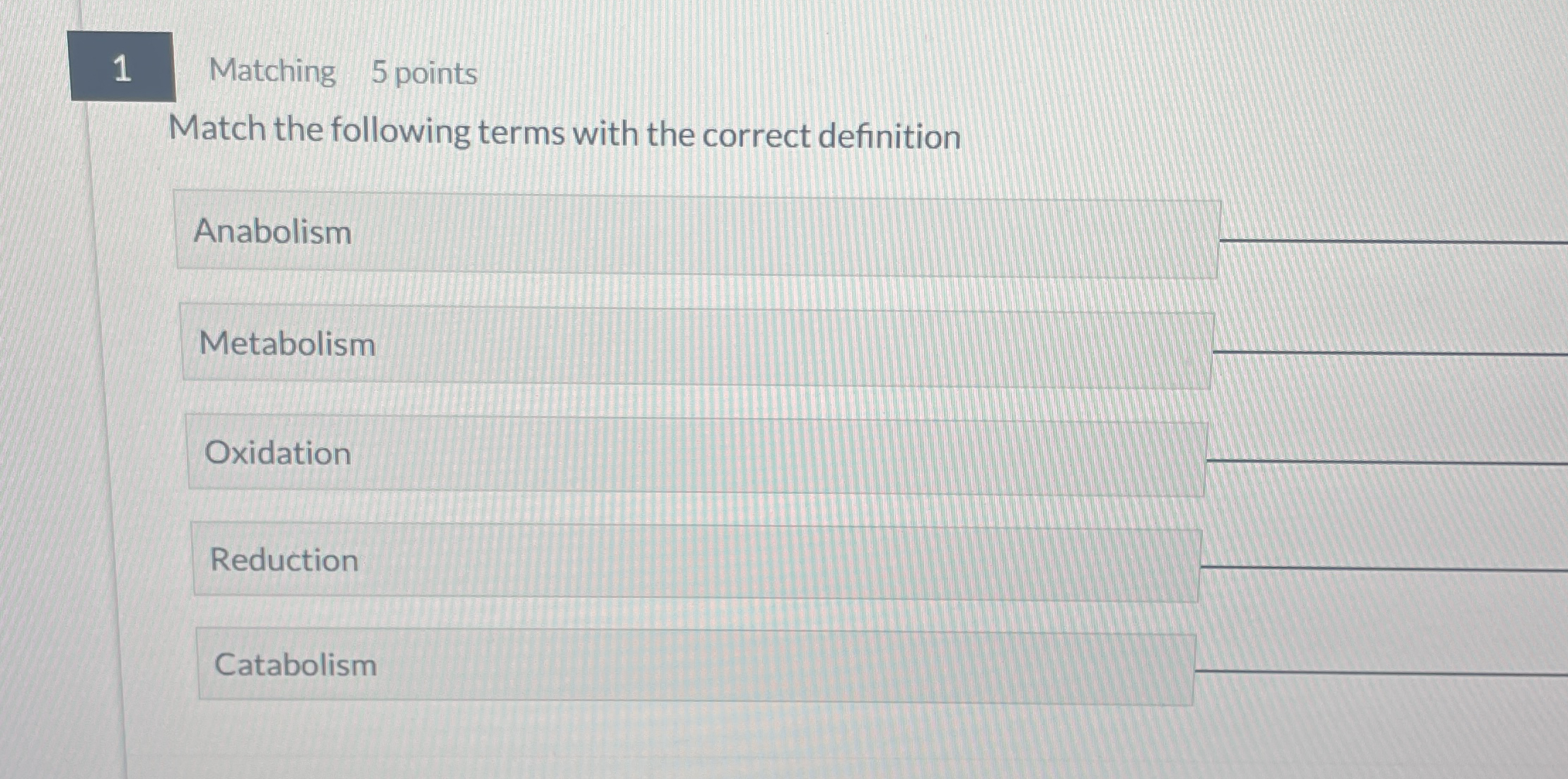 Solved 1Matching 5 ﻿pointsMatch the following terms with the | Chegg.com