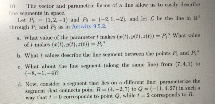 Solved How many The vector and parametric forms of a line | Chegg.com