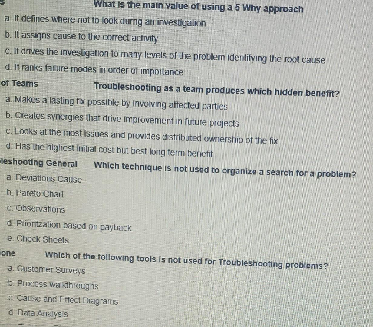 Solved What is the main value of using a 5 Why approach a. | Chegg.com