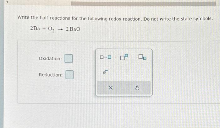 Solved Write the half-reactions for the following redox | Chegg.com