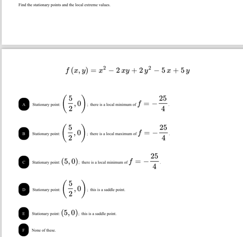 Solved Find the stationary points and the local extreme | Chegg.com