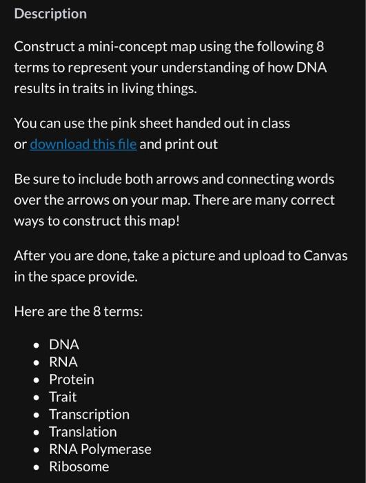 Solved Description Construct a mini-concept map using the | Chegg.com