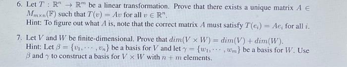 Solved 6. Let T:Rn→Rm be a linear transformation. Prove that | Chegg.com