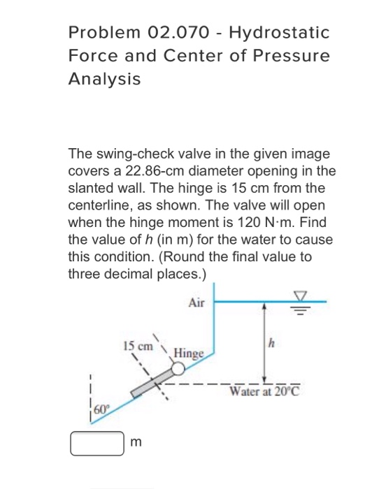 Solved Problem 02.070 - Hydrostatic Force and Center of | Chegg.com