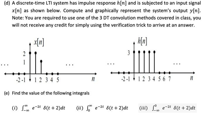 Solved (d) A discrete-time LTI system has impulse response | Chegg.com