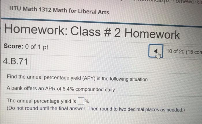 Solved px homework HTU Math 1312 Math for Liberal Arts | Chegg.com