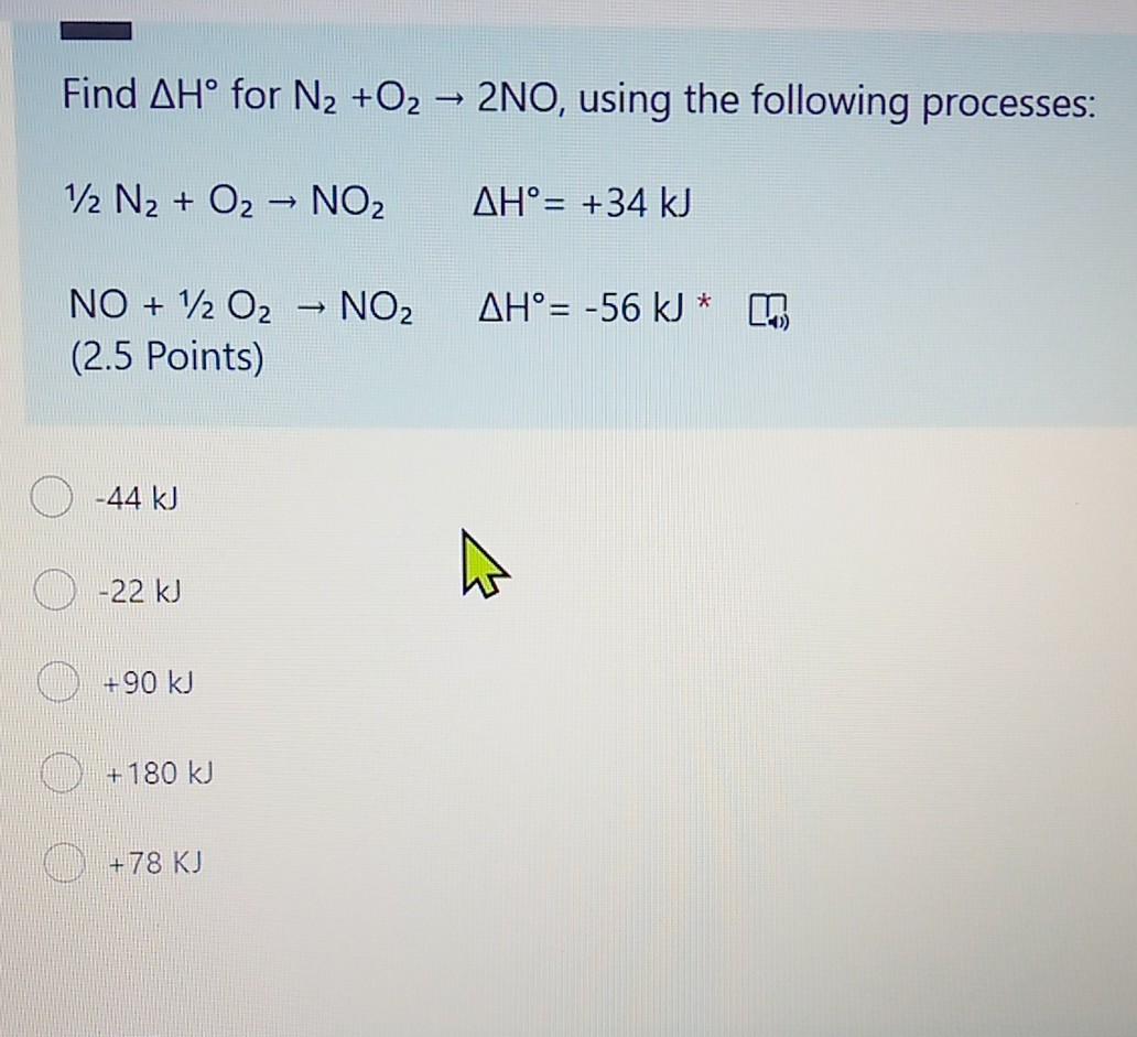 Solved Find AH° for N2 + O2 2NO, using the following | Chegg.com