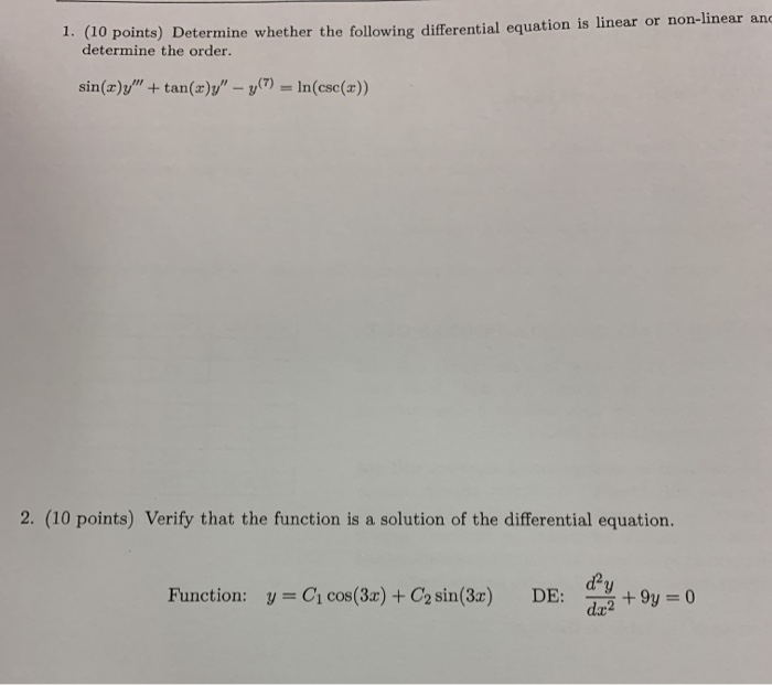 Solved 1. (10 points) Determine whether the following | Chegg.com