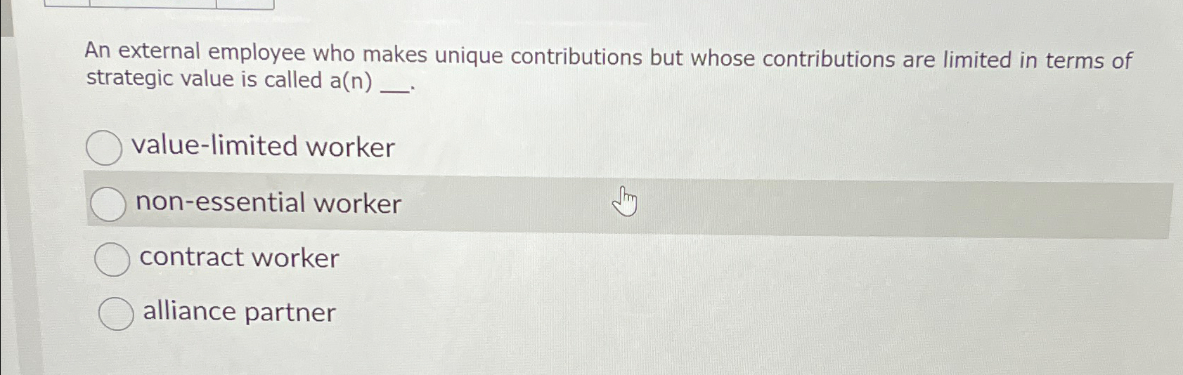 Solved An external employee who makes unique contributions | Chegg.com