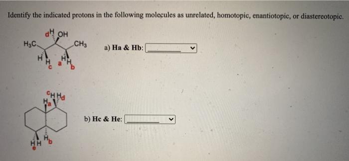 Solved Identify the indicated protons in the following | Chegg.com