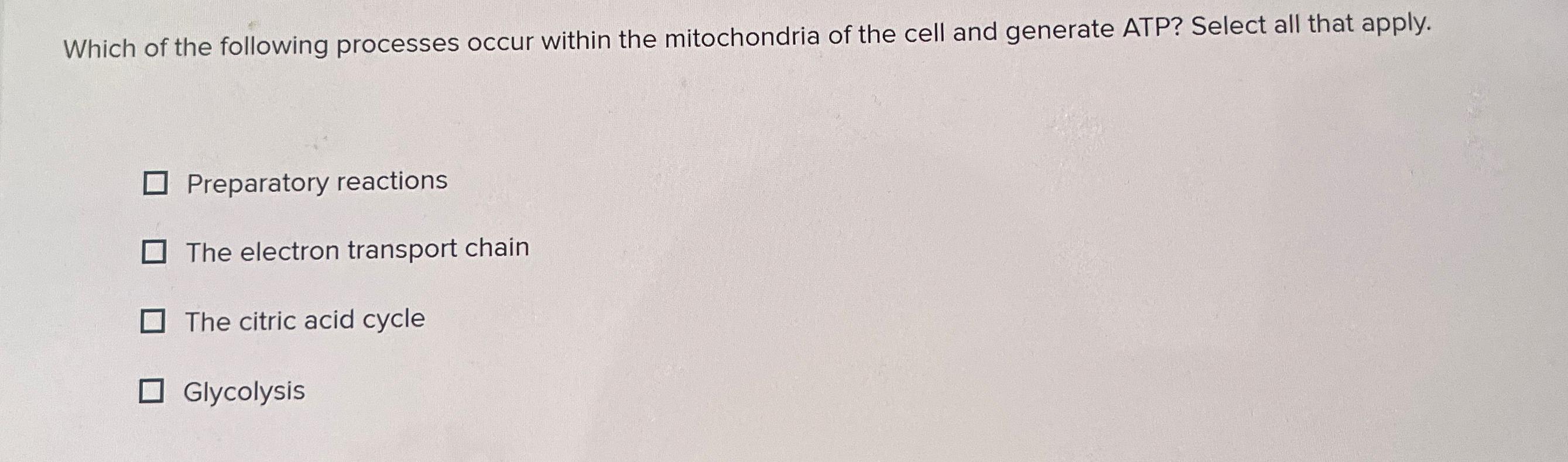 Solved Which of the following processes occur within the | Chegg.com
