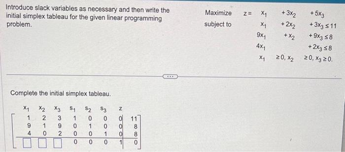 Solved Introduce slack variables as necessary and then write | Chegg.com
