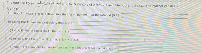 Solved The function F(x)=1441(x4+x3+2x2+6x) for 0≤x≤3 and 0 | Chegg.com