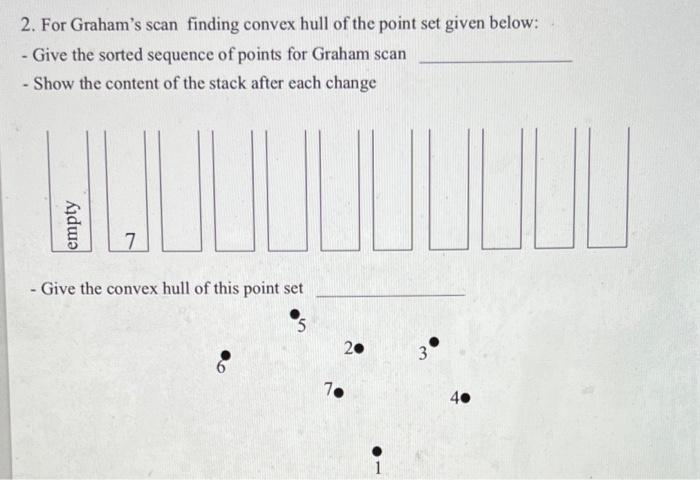 Solved 2. For Graham's scan finding convex hull of the point | Chegg.com