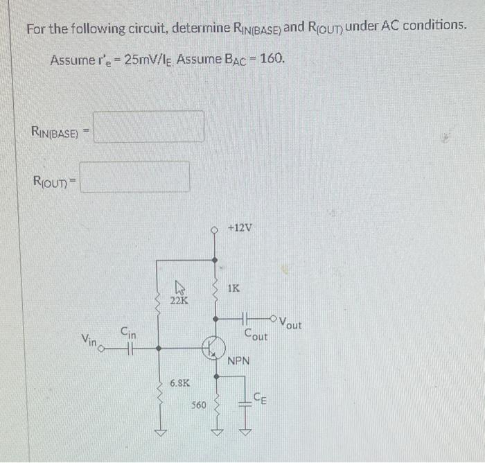 Solved For the circuit below what is the DC input resistance | Chegg.com