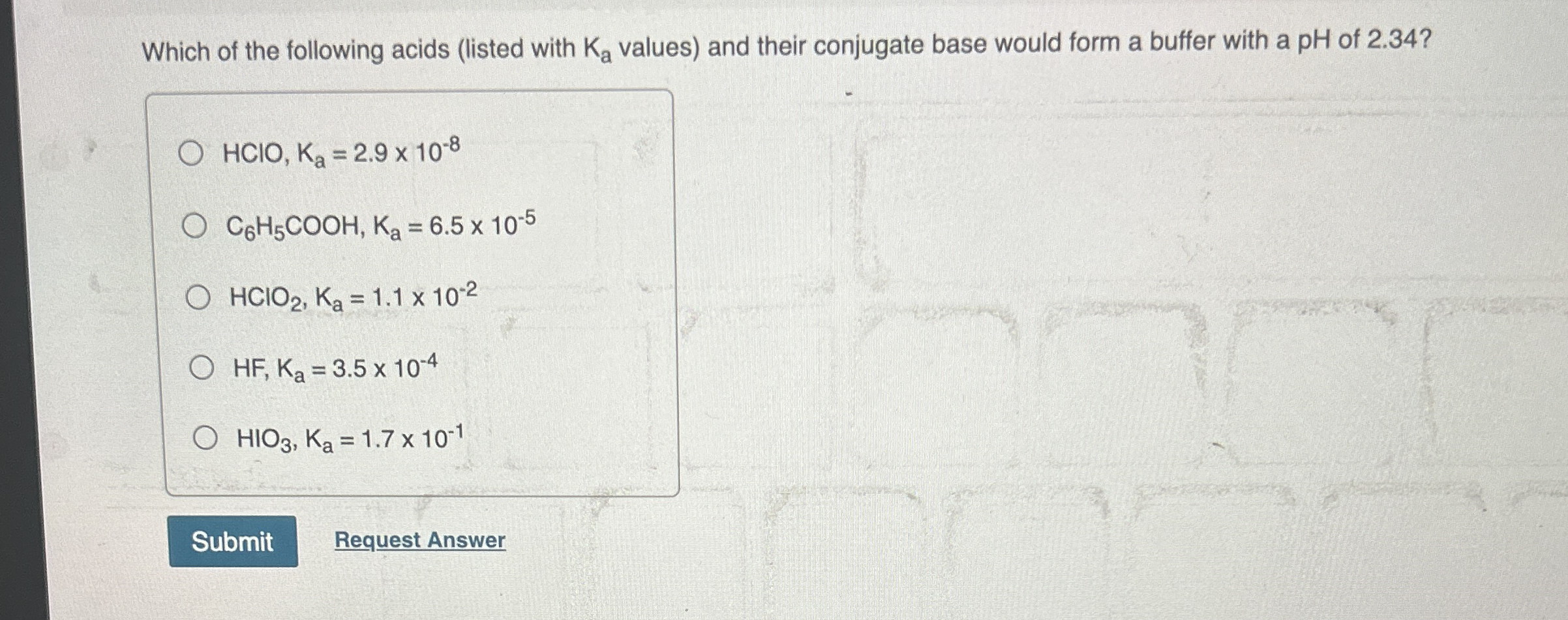 Solved Which of the following acids (listed with Ka ﻿values) | Chegg.com