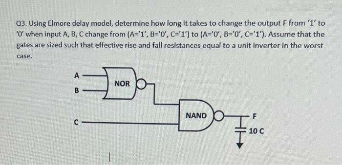 Solved Q3. Using Elmore delay model, determine how long it | Chegg.com