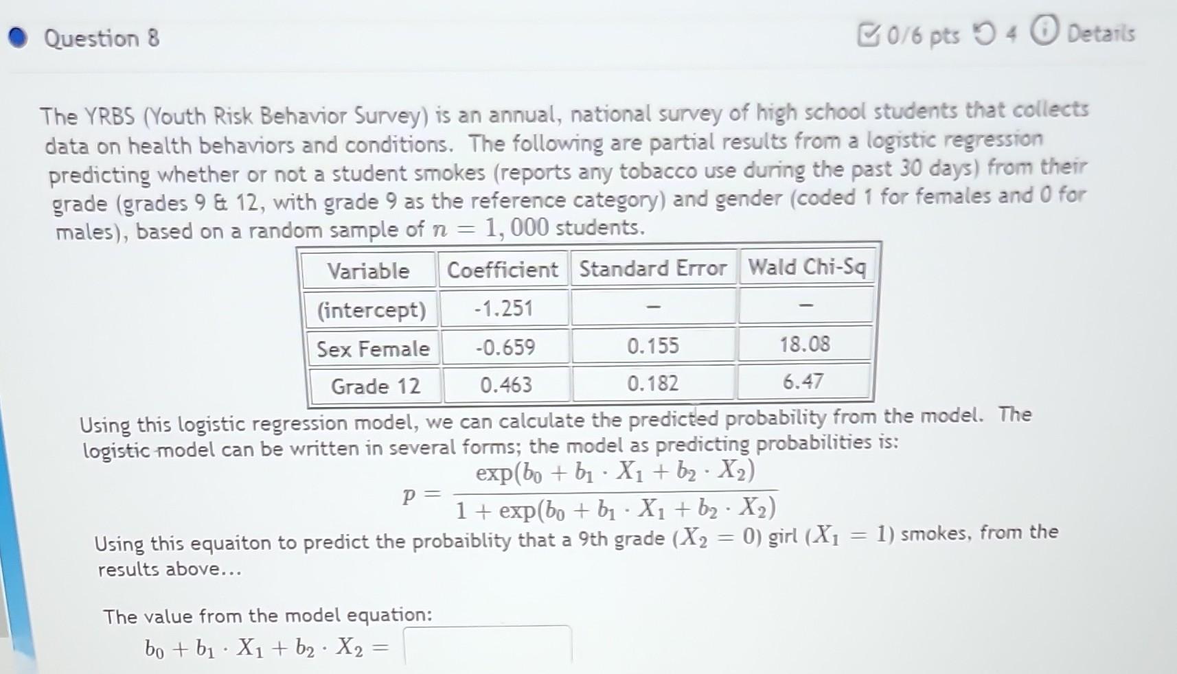 Solved The YRBS (Youth Risk Behavior Survey) is an annual, | Chegg.com