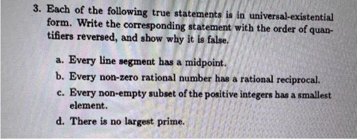 Solved 3. Each of the following true statements is in | Chegg.com