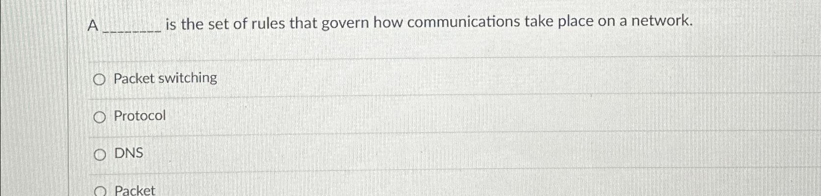 Solved A is the set of rules that govern how communications | Chegg.com