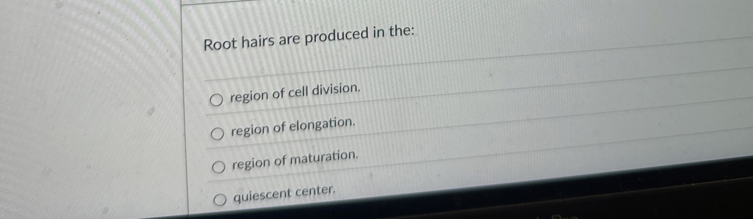 Solved Root hairs are produced in the:region of cell | Chegg.com