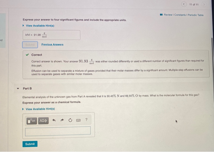 Solved 11 of 11 A Review Constants Periodic Table Express | Chegg.com