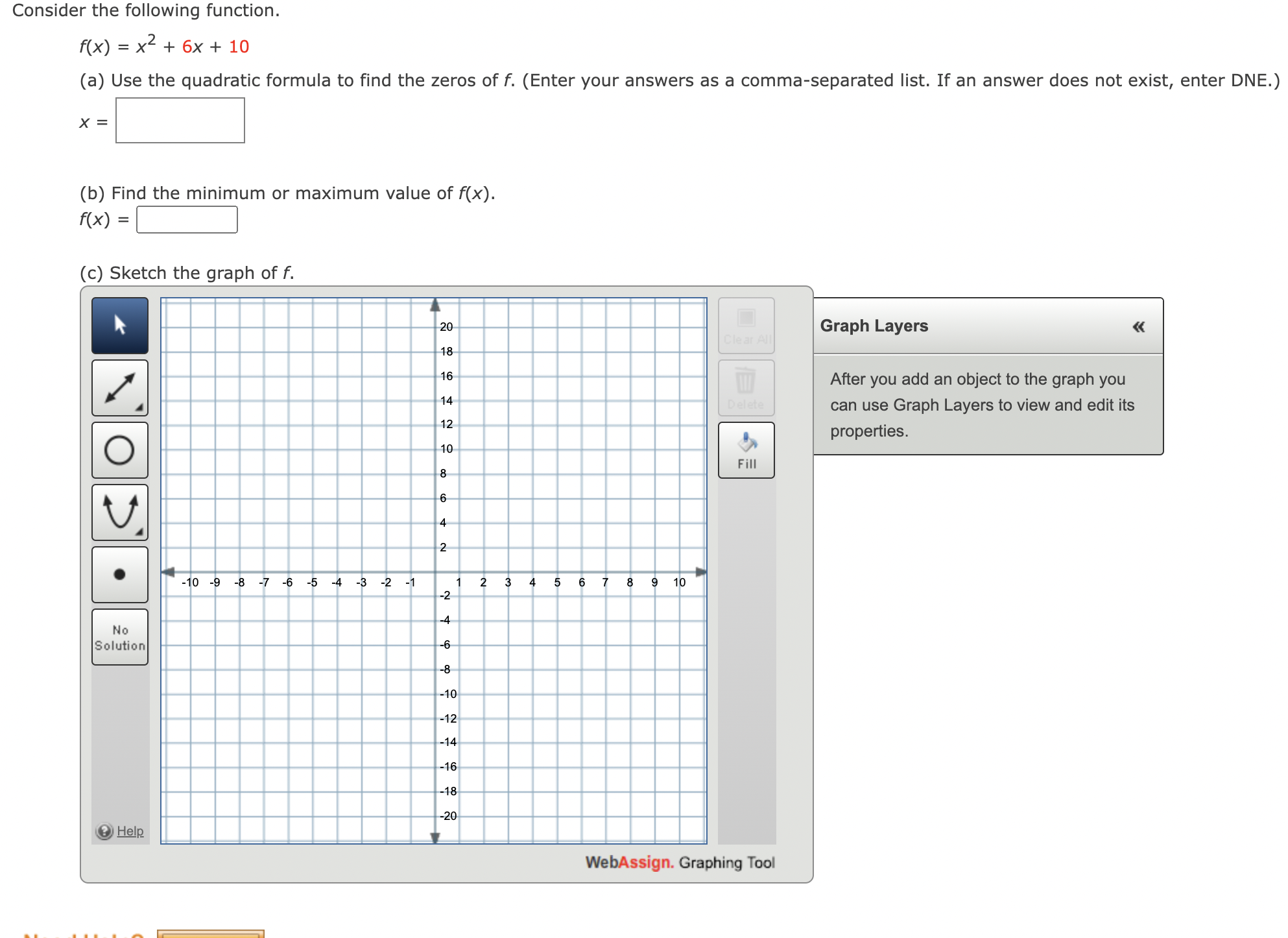 Consider the following function.f(x)=x2+6x+10(a) ﻿Use | Chegg.com