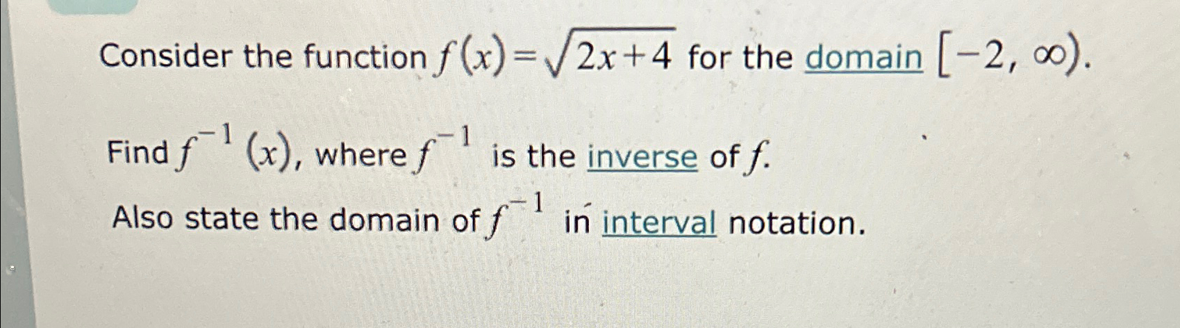 Solved Consider the function f(x)=2x+42 ﻿for the domain | Chegg.com