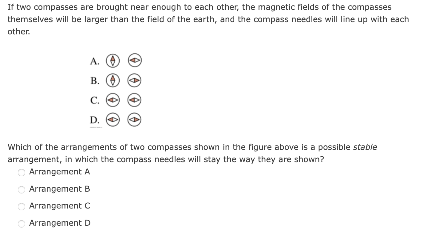 Solved If two compasses are brought near enough to each | Chegg.com