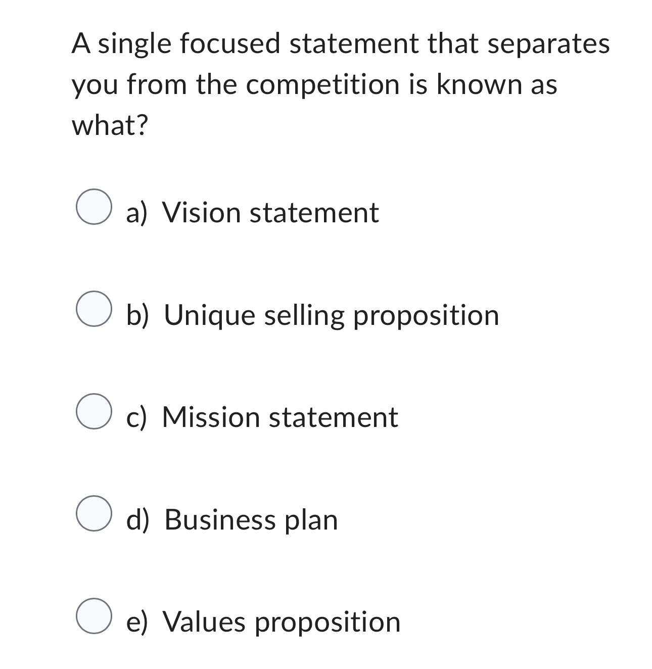 Solved A single focused statement that separates you from | Chegg.com