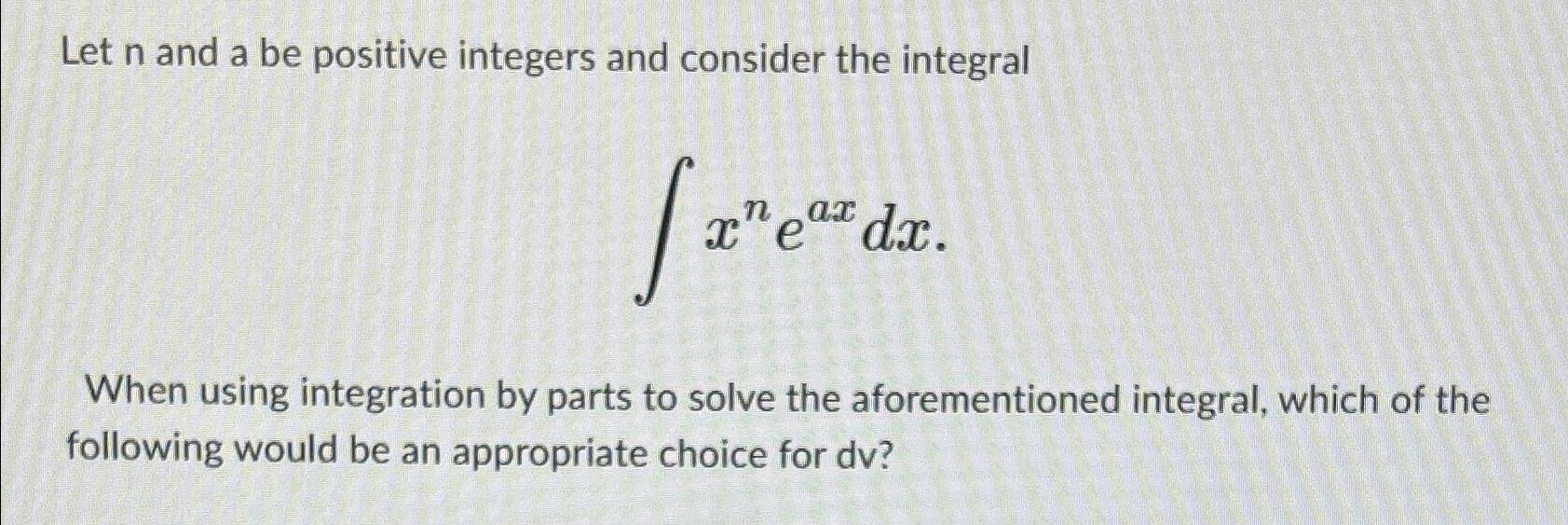 Solved Let n ﻿and a ﻿be positive integers and consider the | Chegg.com