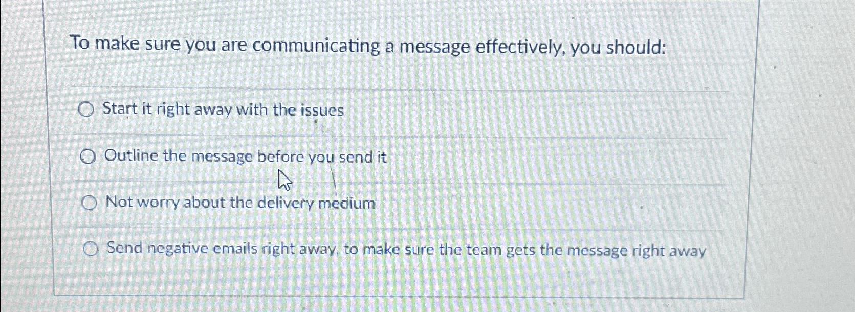 Solved To make sure you are communicating a message | Chegg.com