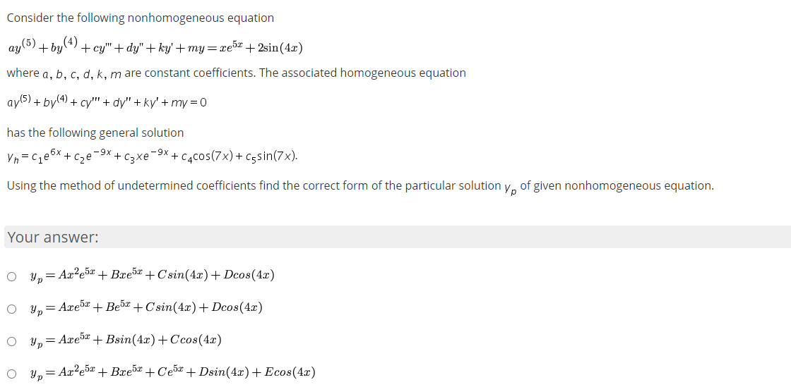 Solved Consider the following nonhomogeneous | Chegg.com