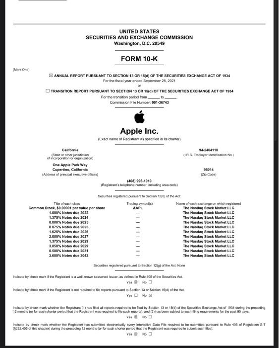 Solved Attached are the 2021 financial statements of Apple | Chegg.com