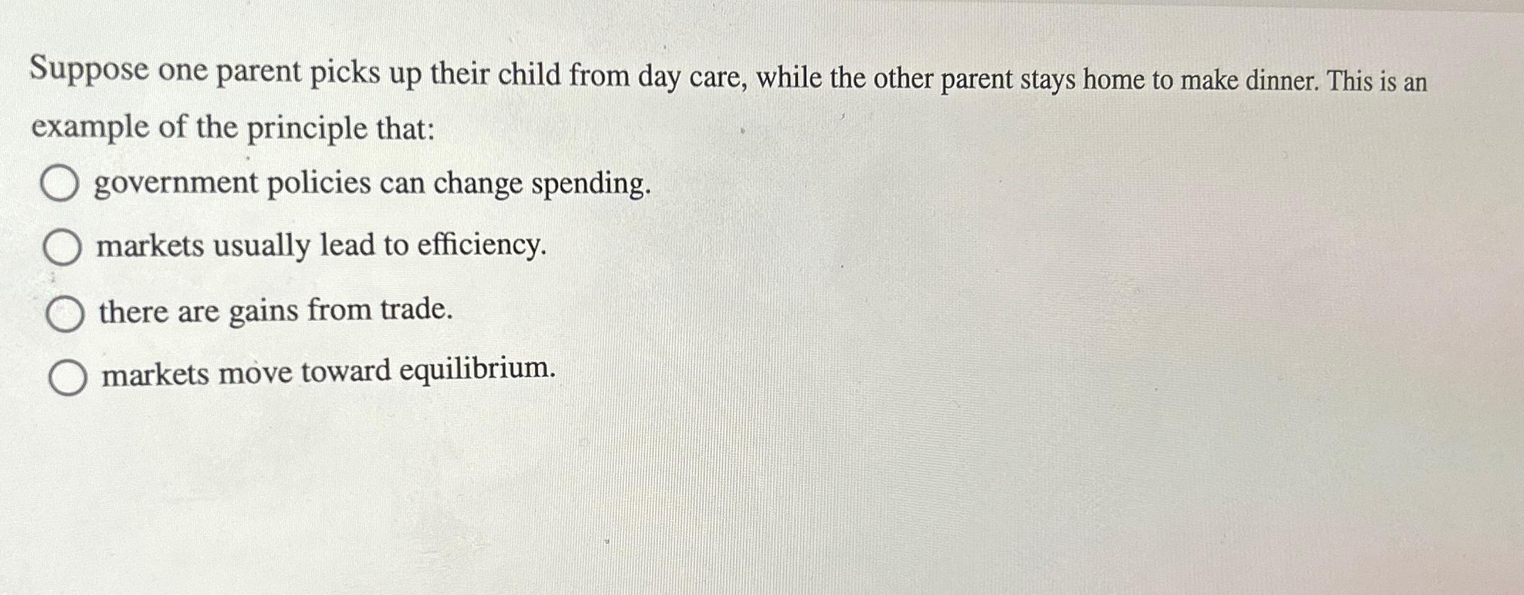 Solved Suppose one parent picks up their child from day | Chegg.com