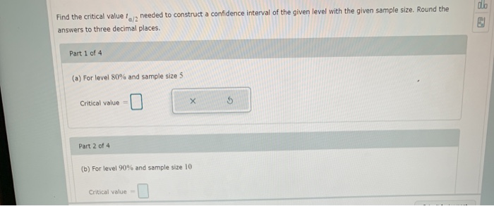 Solved Find the critical value 1 ? needed to construct a | Chegg.com Solved Find the critical value 1 ? needed to construct a | Chegg.com